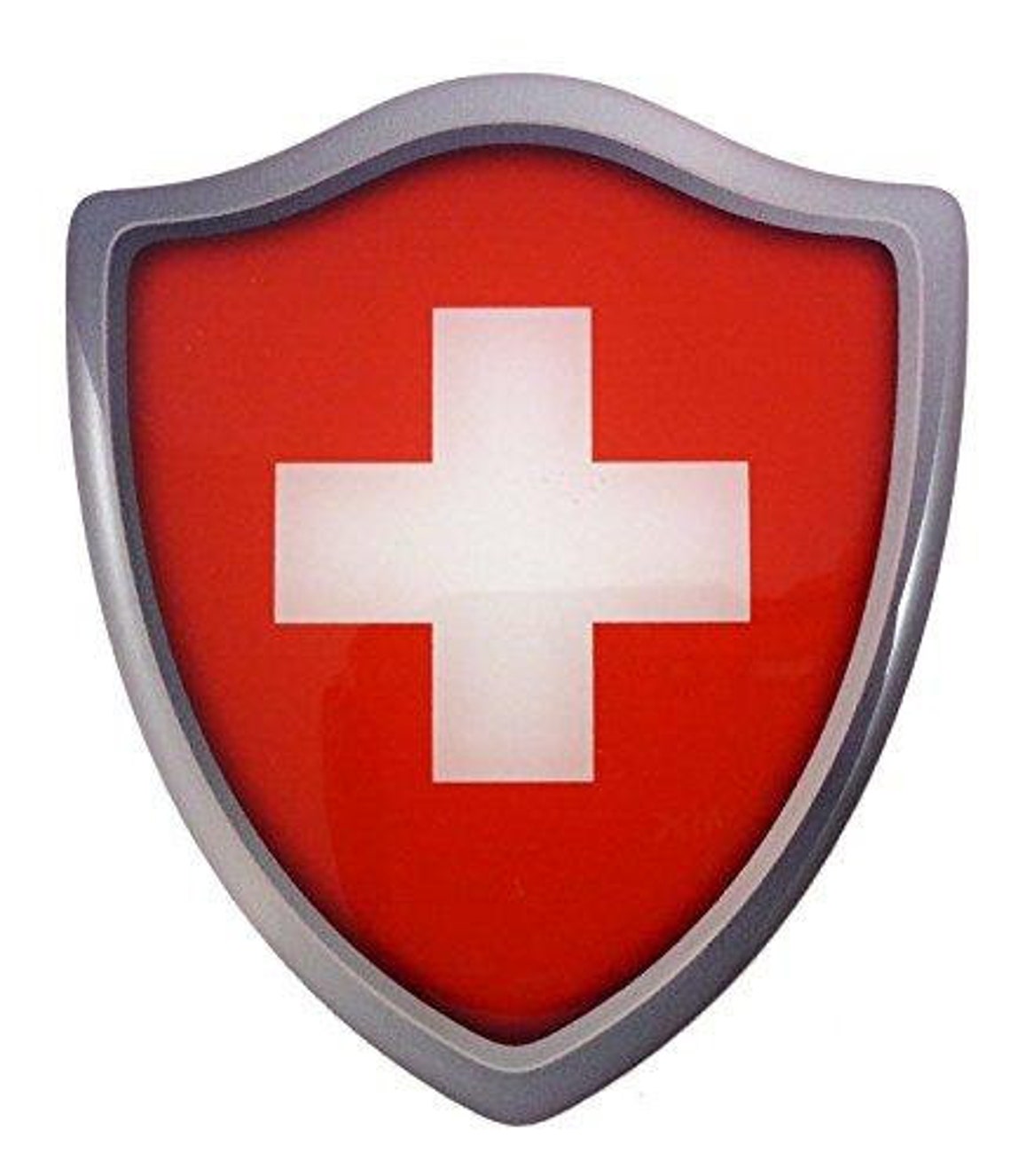 Switzerland Swiss Flag Shield Domed Decal 3D Look Edge Emblem Sticker 2 ...