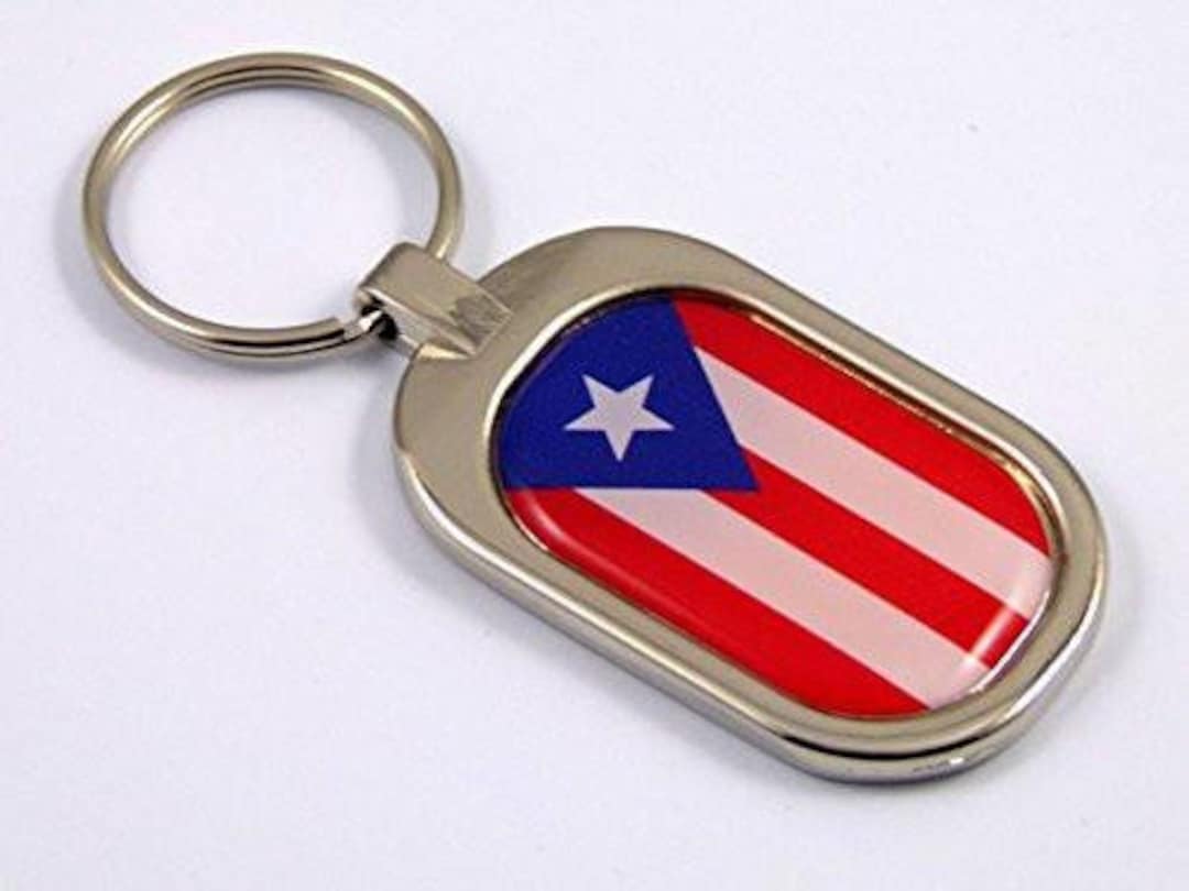 Puerto Rico Flag Key Chain Metal Chrome Plated Keychain Key Fob Keyfob ...