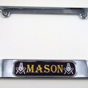 Masonic License Plate Frame Dome Emblem Freemasons Plastic Chrome ...