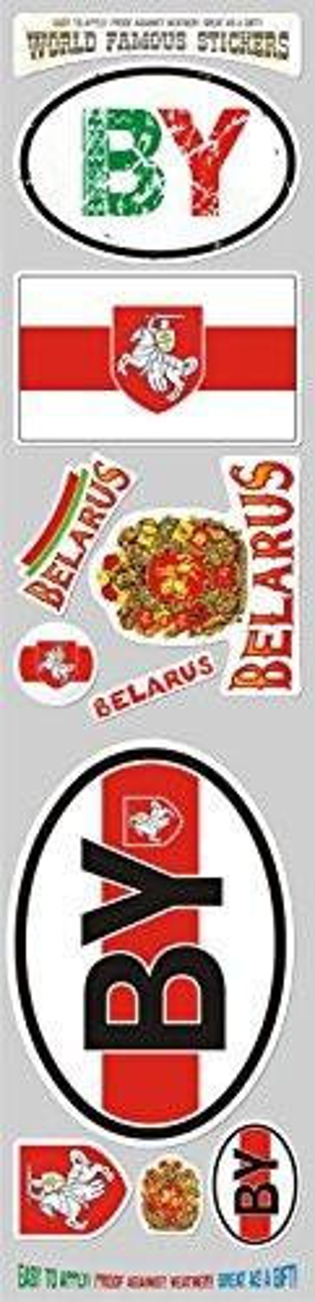 Car Chrome Decals STS-BY Belarus 10 Stickers Set Belarusian Flag Decal ...
