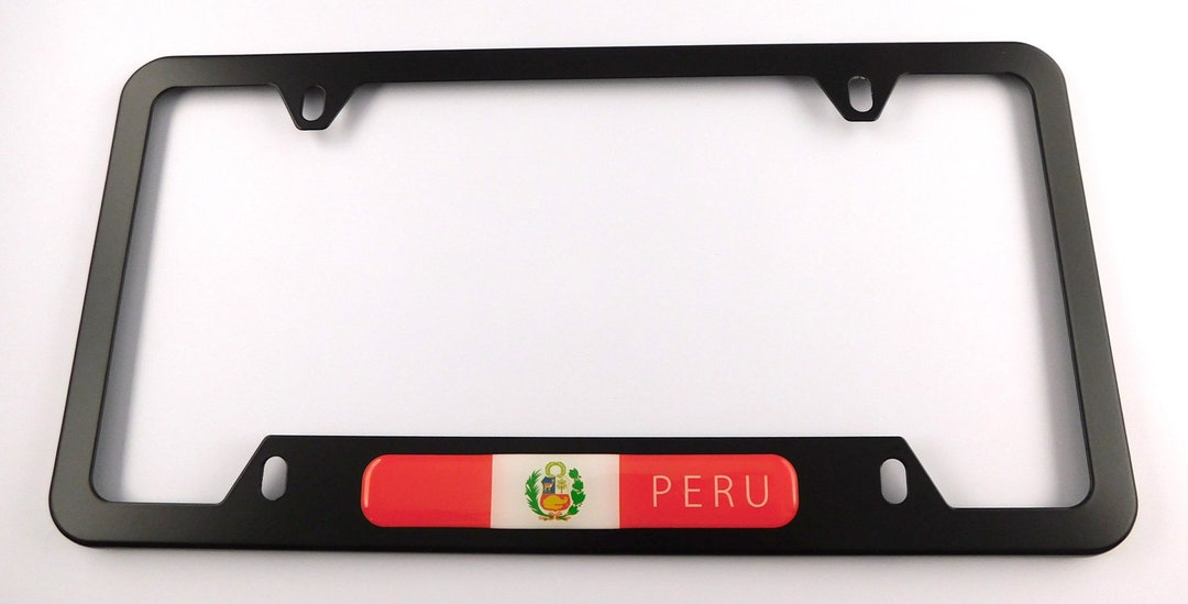 Peru Peruvian Flag Metal Black Aluminum Car License Plate Frame Bottom ...