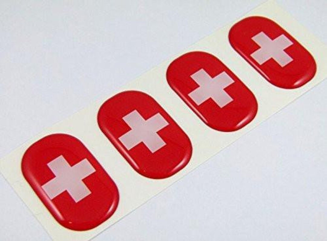 Switzerland Midi Swiss Domed Decals Flag 4 Emblems 1.5" Car Bike ...