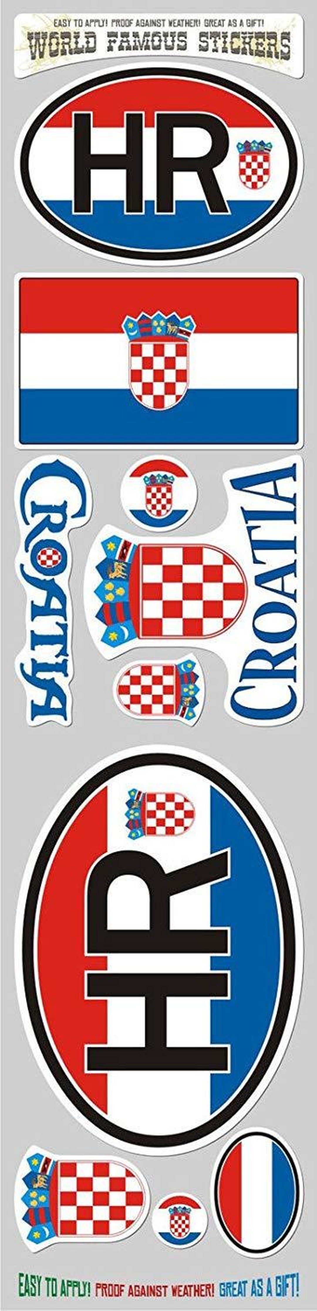 Croatia 10 Stickers Set Croatian Flag Decal Bumper Stiker Car Auto Bike ...
