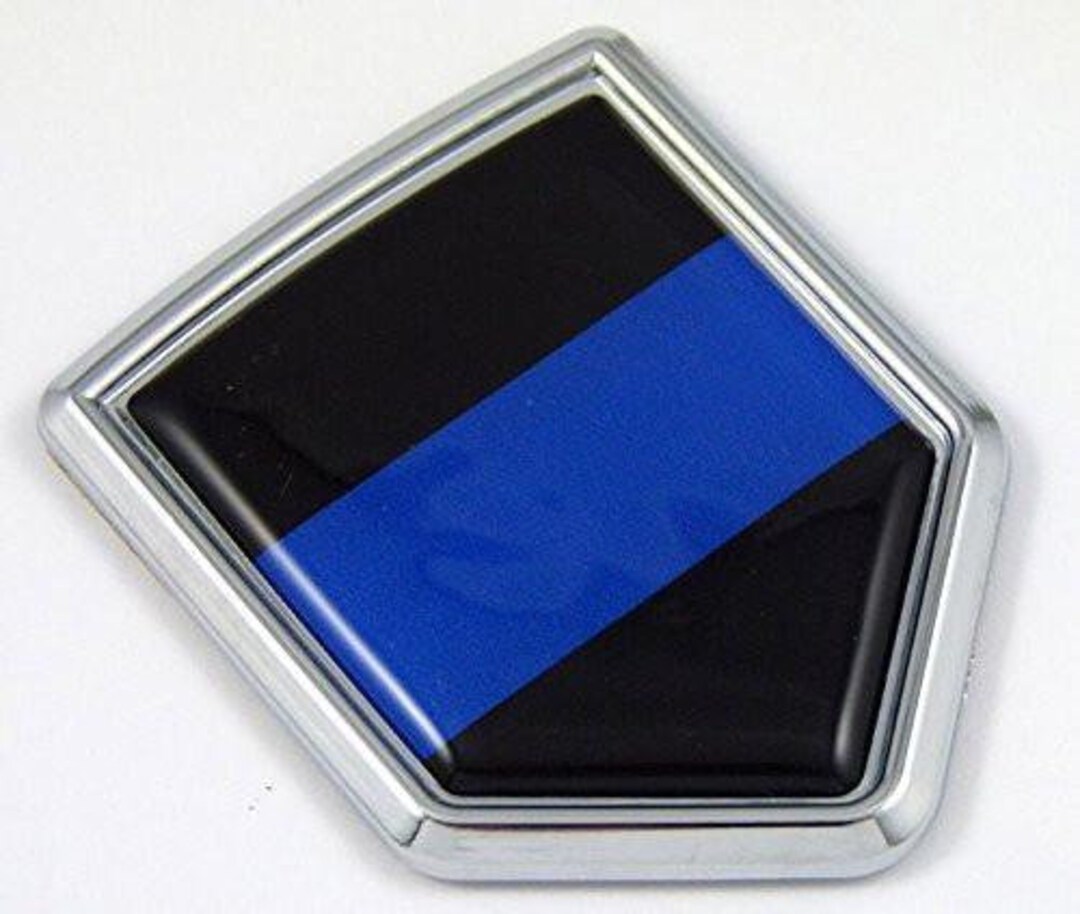 Police Thin Blue Line Flag Chrome Emblem Car Decal Sticker Bike Crest ...