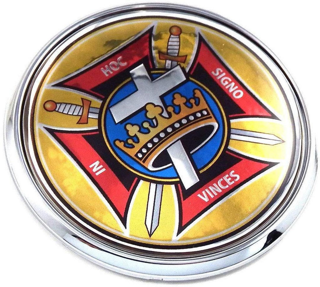 Knights Templar Masonic Flag 2.75" Car Chrome Round Emblem Decal 3d ...