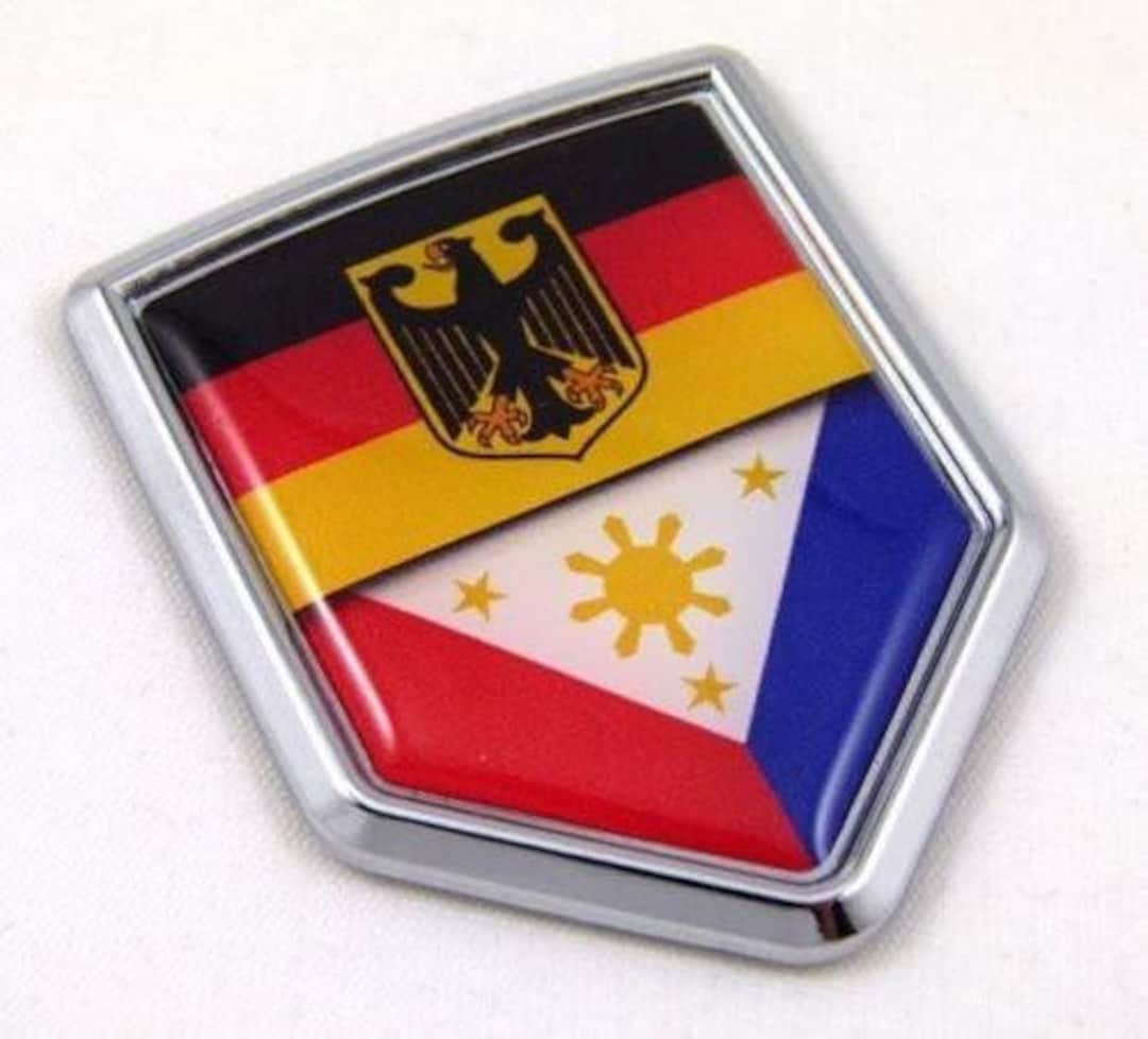 Germany Philippine German Flag Car Chrome Emblem Decal Sticker With ...