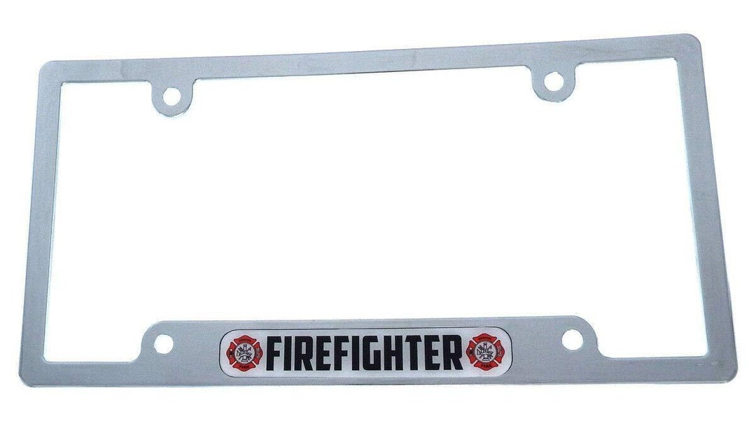 Firefighter Fire Fighter Flag Car License Plate Frame Chrome Plated ...