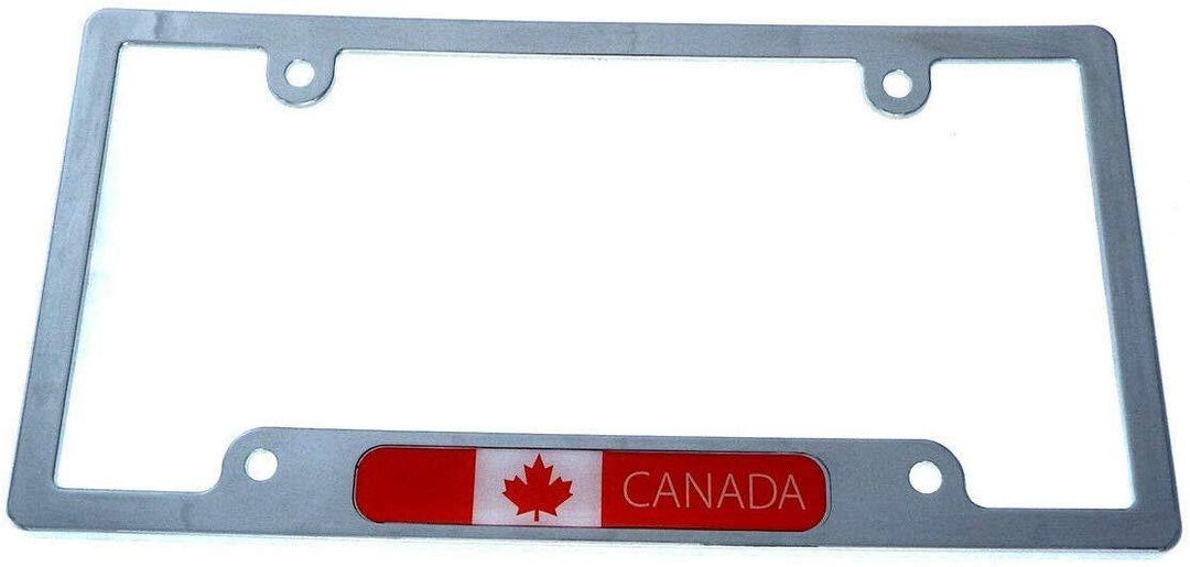 Canada Canadian Flag License Plate Frame Plastic Chrome Plated Tag ...