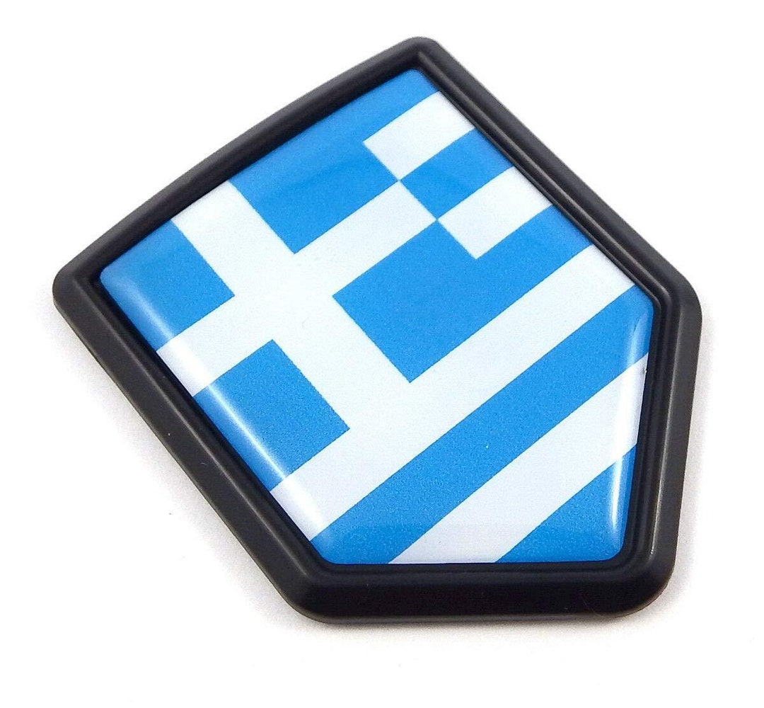 Greece Greek Flag Black Shield Car Bike Decal Crest Emblem Badge - Etsy