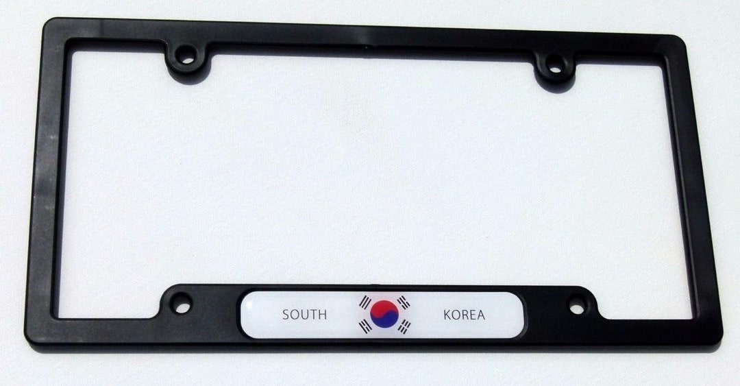 Korea South Korean Flag Black Plastic Car License Plate Frame Domed ...