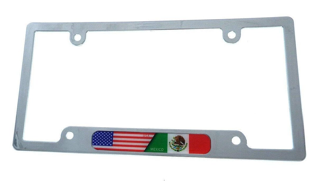 USA Mexico Flag Car License Plate Frame Chrome Plated Plastic Tag ...