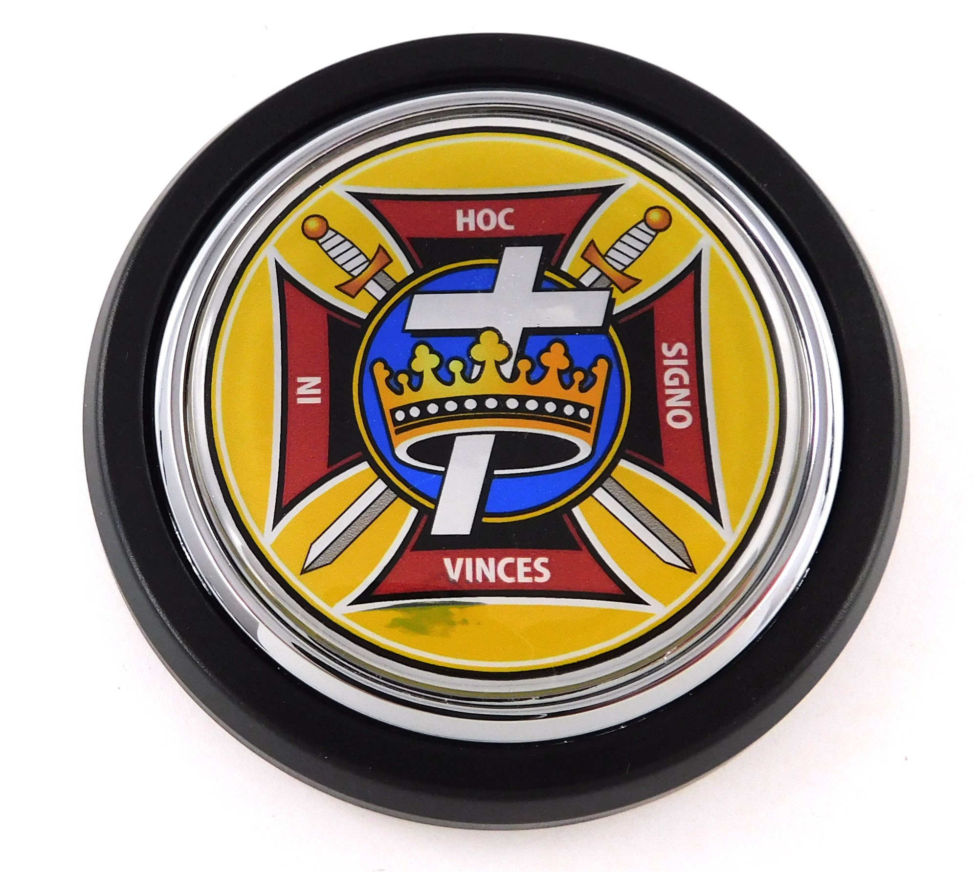 Knights Templar Mason Flag Car Truck Black Round Grill Badge 3.5 ...