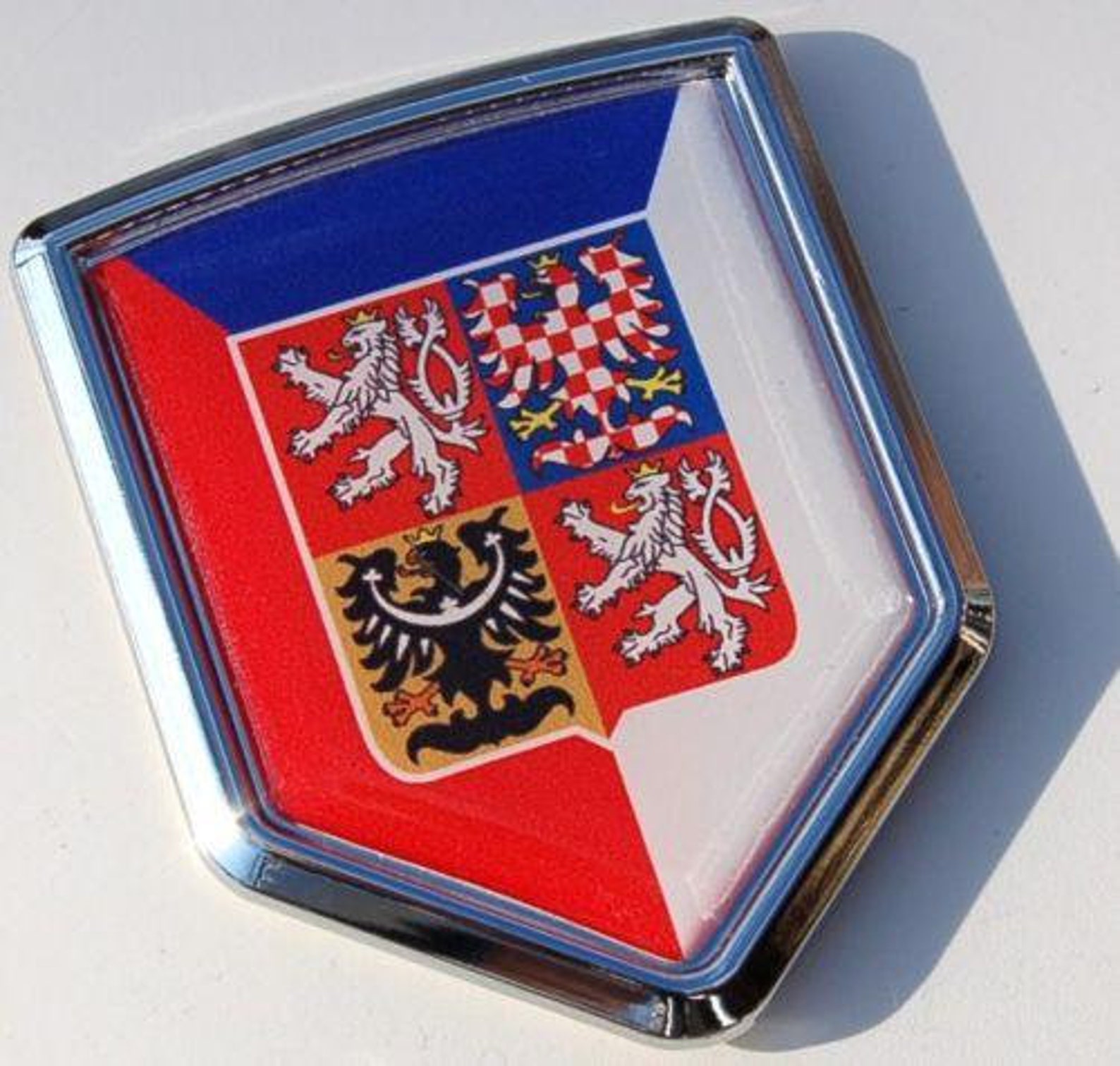 Czech Republic Flag Car Chrome Emblem 3d Decal Sticker Shield - Etsy
