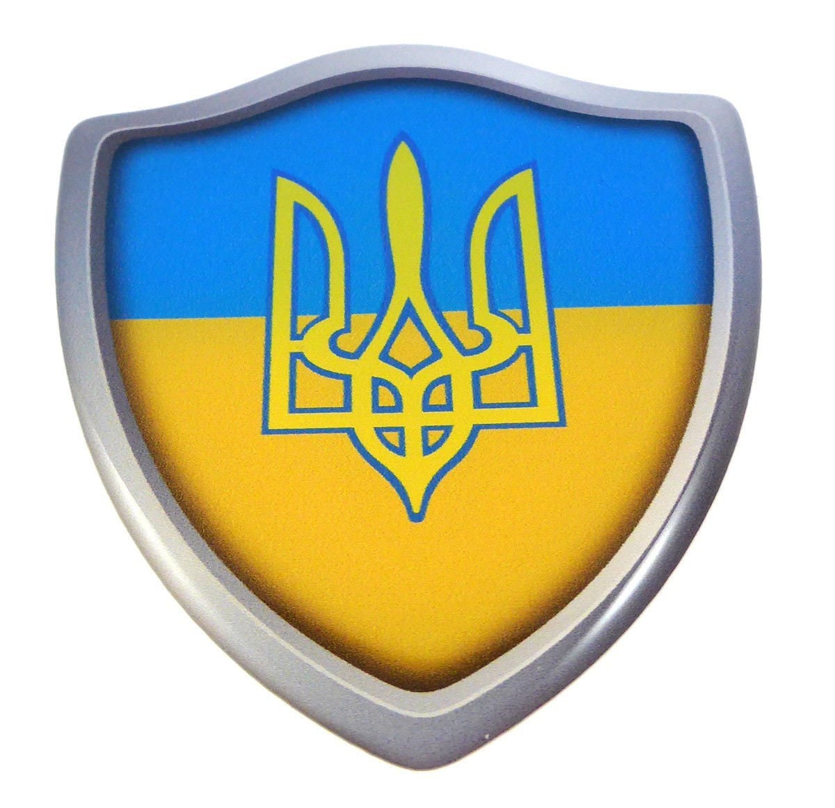 Ukraine Flag Shield Domed Decal 3D Look Emblem Resin Car Sticker 2.6"x3 ...