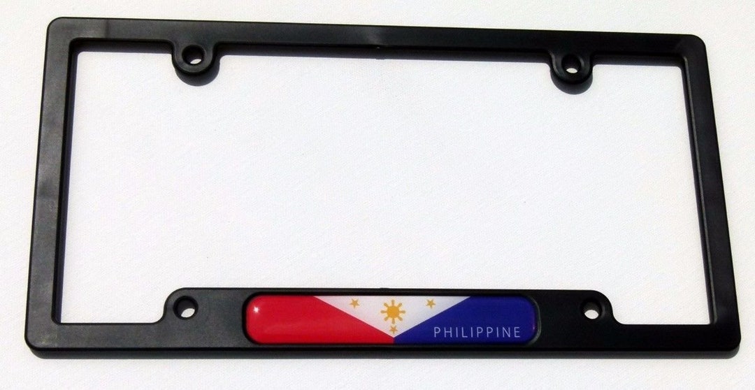 Philippine Flag Black Plastic Car License Plate Frame Domed Decal ...