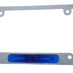 European Union Europe Flag Car License Plate Frame Chrome Plated ...