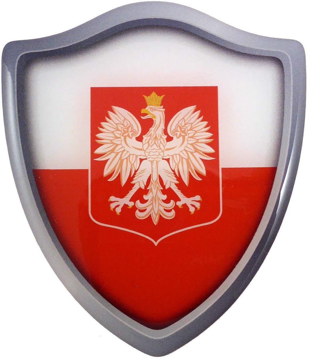 Poland Polska Flag Shield Domed Decal 3D Look Edge Emblem Resin Sticker ...