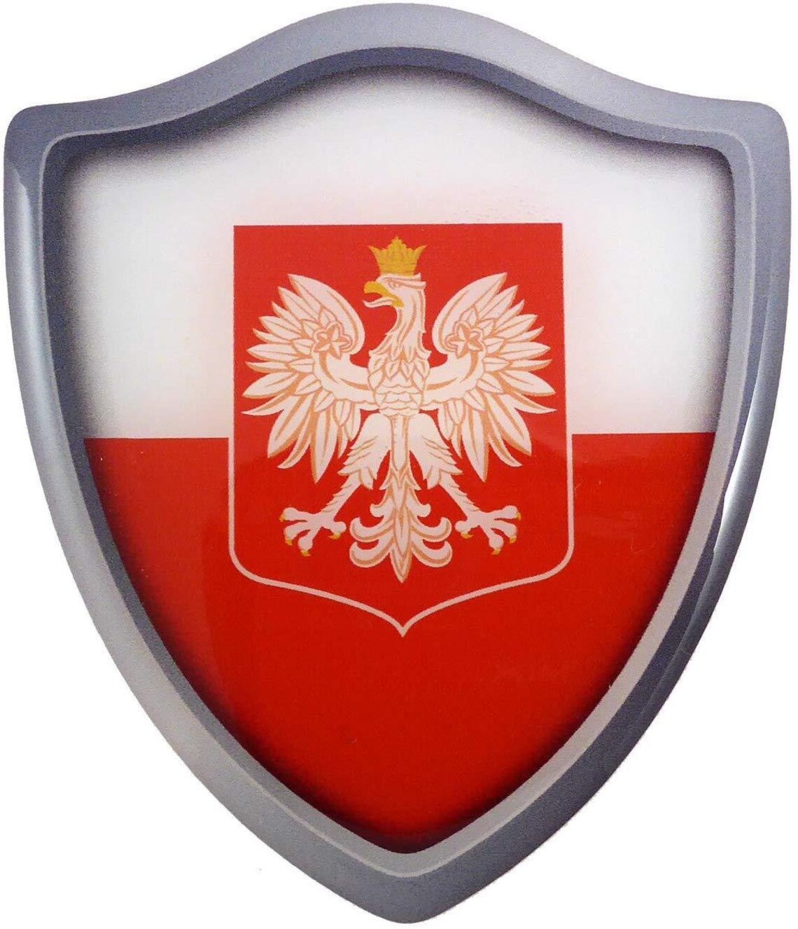 Poland Polska Flag Shield Domed Decal 3D Look Edge Emblem Resin Sticker ...