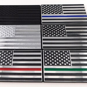 USA Flag Black on Black Plastic Car Track Emblem 3D Decal Sticker 4" X ...
