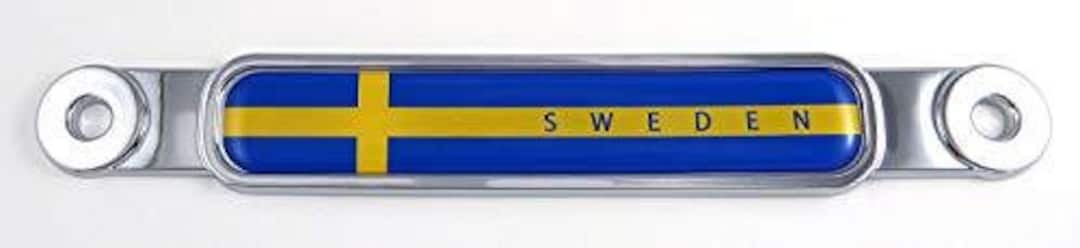 Sweden Swedish Flag Chrome Emblem Screw on Car License Plate Decal ...