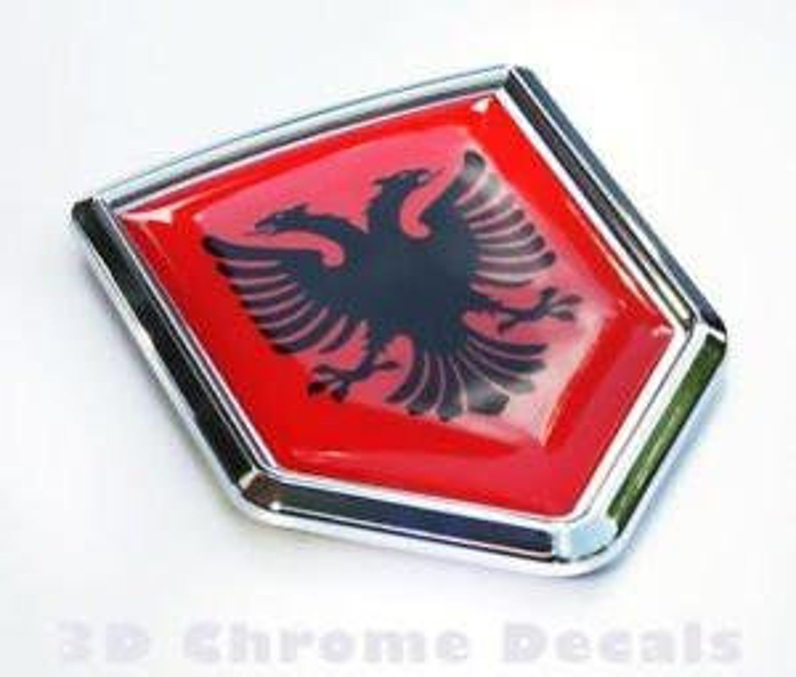 Albania Flag Car Chrome Emblem 3d Decal Sticker Albanian Shield Crest ...