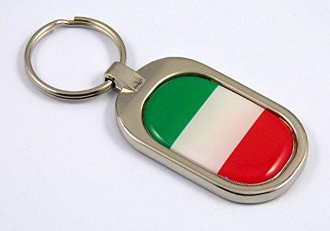 Italy Flag Key Chain Metal Chrome Plated Keychain Key Fob Keyfob Italia ...