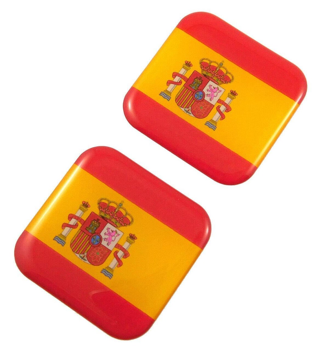 Spain Spanish Flag Square Domed Decal Car Bike Gel Stickers 1.5 2pc ...