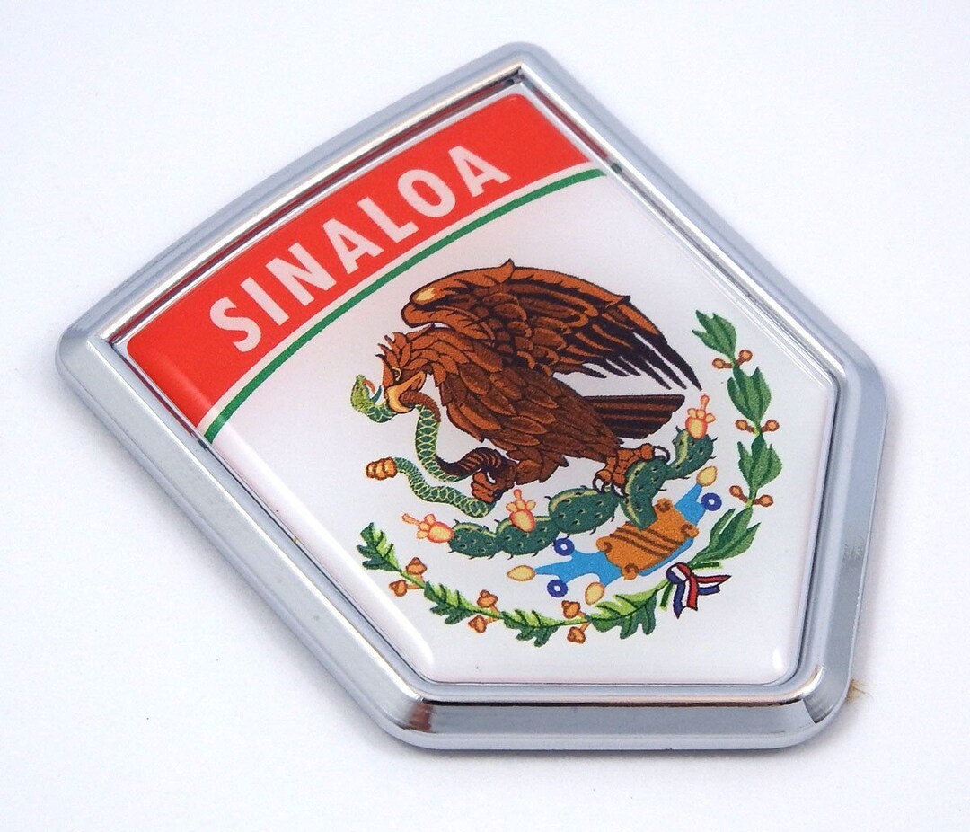 Sinaloa Mexico Flag Mexican Car Emblem Chrome Bike Decal 3D Sticker ...