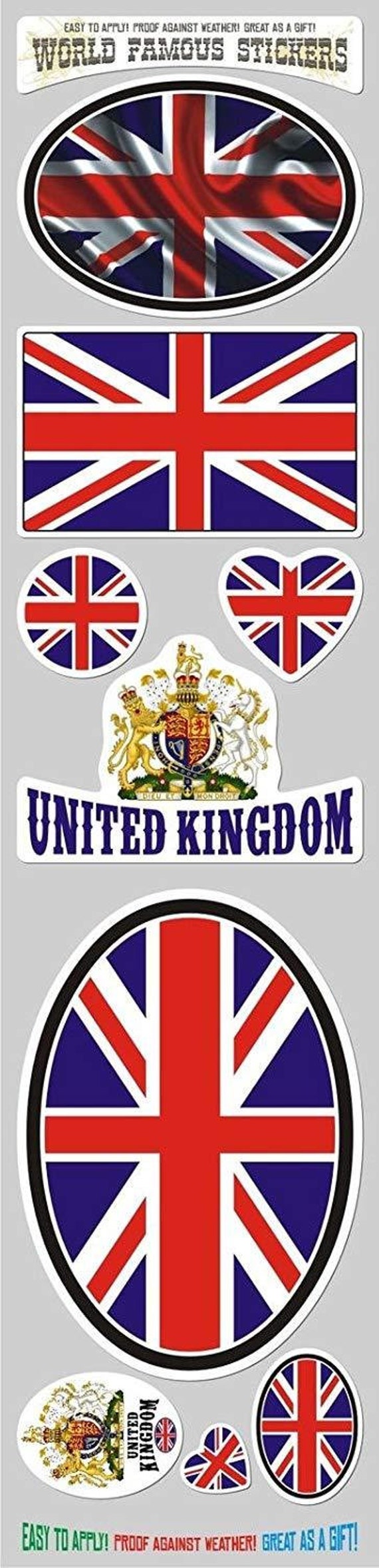 Geat Britain 9 Stickers Set Flag Decal Bumper Stiker Car Auto | Etsy
