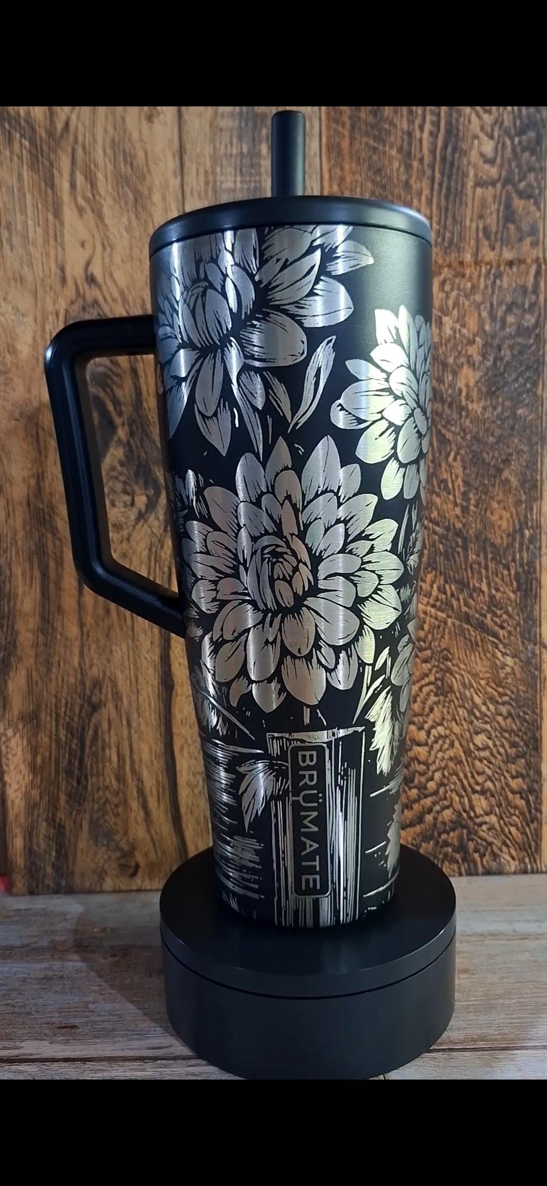 40 Oz Cottage Flowers Brumate Era, Matte Black, Laser Engraved Tumbler ...