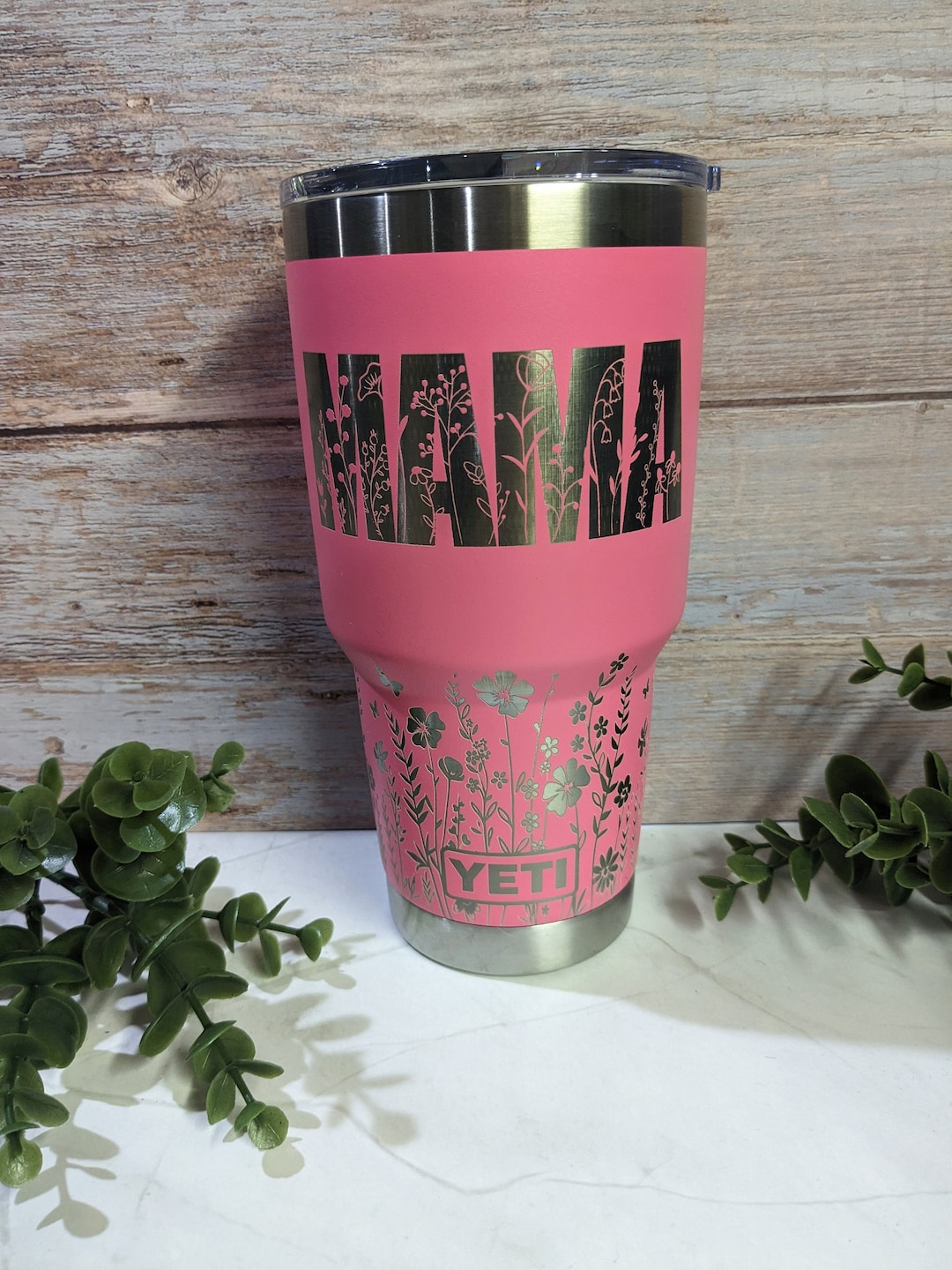 Mama & Wildflower Pattern Yeti, Tropical Pink Yeti, Mama Engraved ...