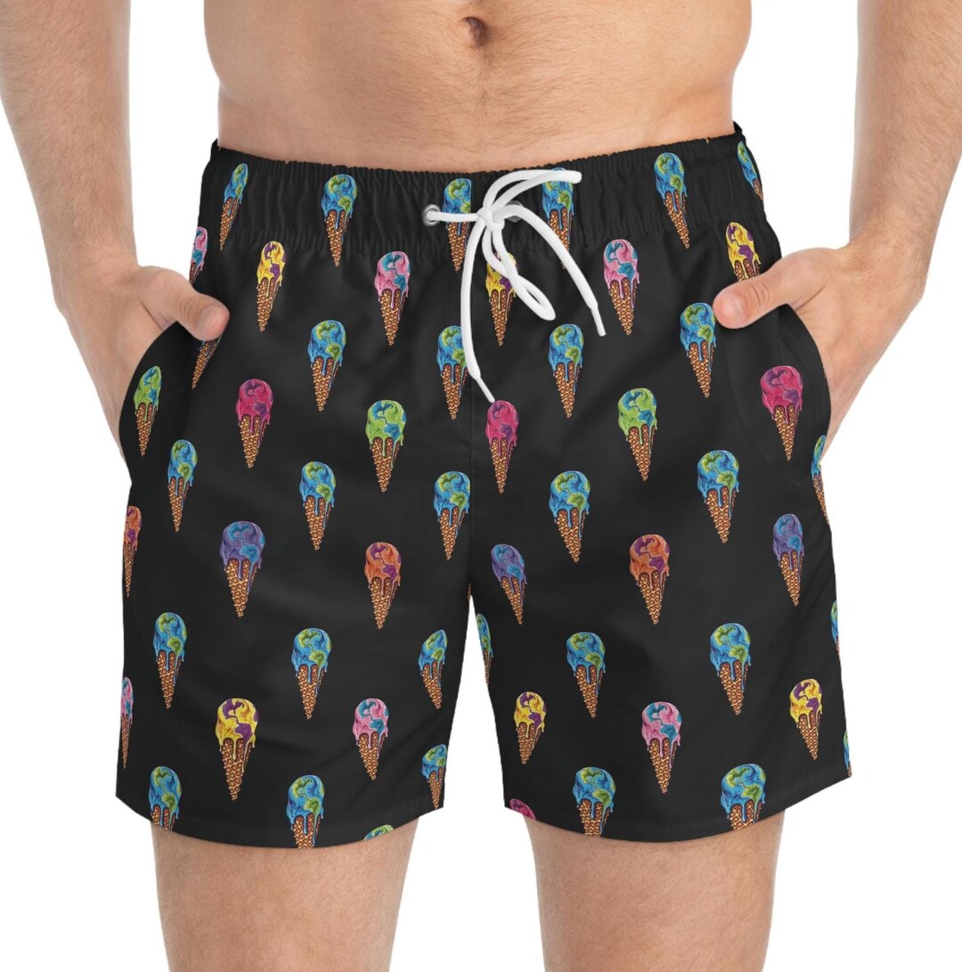 Sweet Planet Ice Cream Mens Swim Trunks Black With All Over Print - Etsy