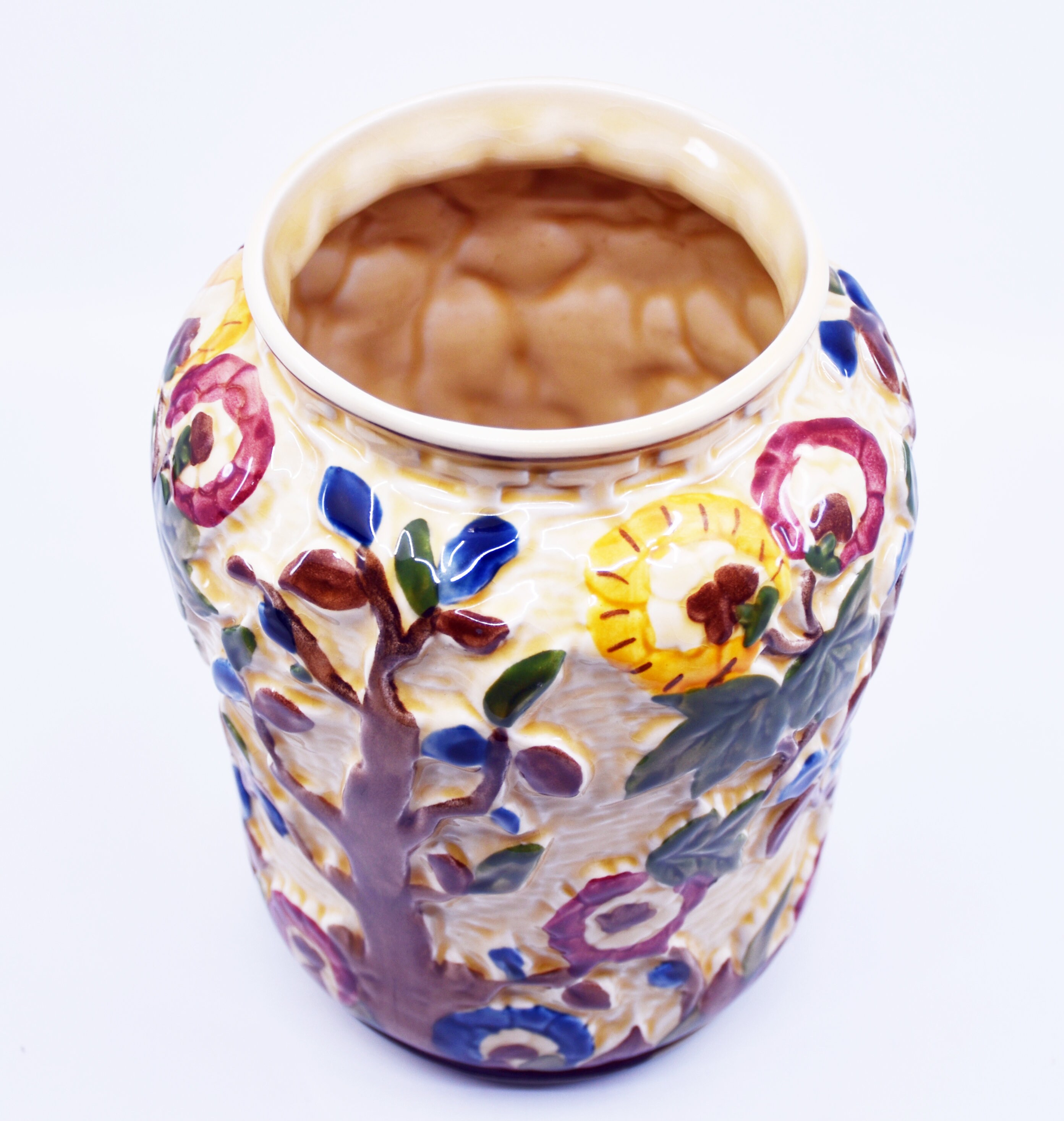 Art Deco H.J. Wood Indian Tree Vase With Fabulous Hand Painted | Etsy