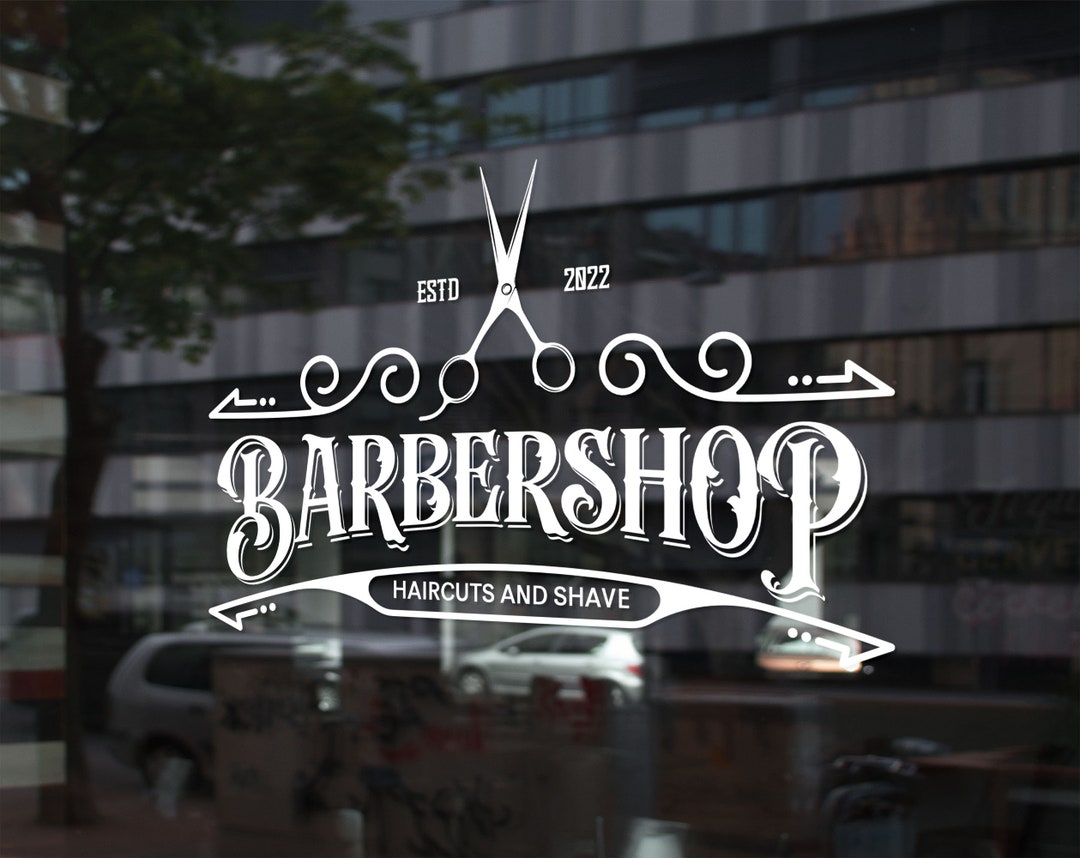 Logo Sticker for Barbershop, Barber Sticker, Sticker, Barbershop Window ...