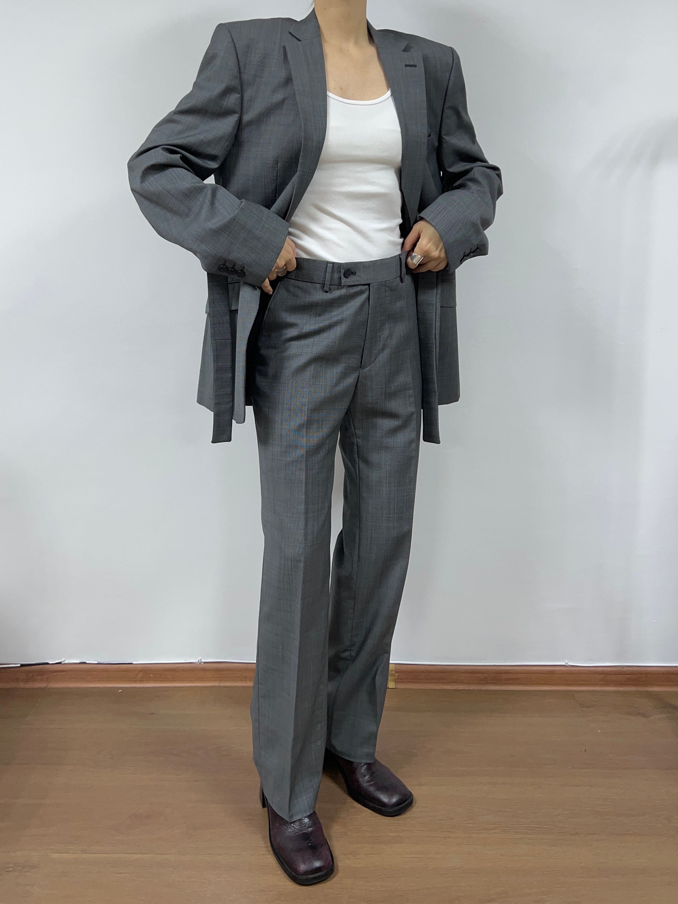 Reworked Women Classic Office Suit, Upcycled Two Piece Trousers Set ...