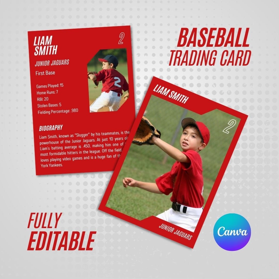 Baseball Trading Card - Canva Template Editable Player Trading Cards ...