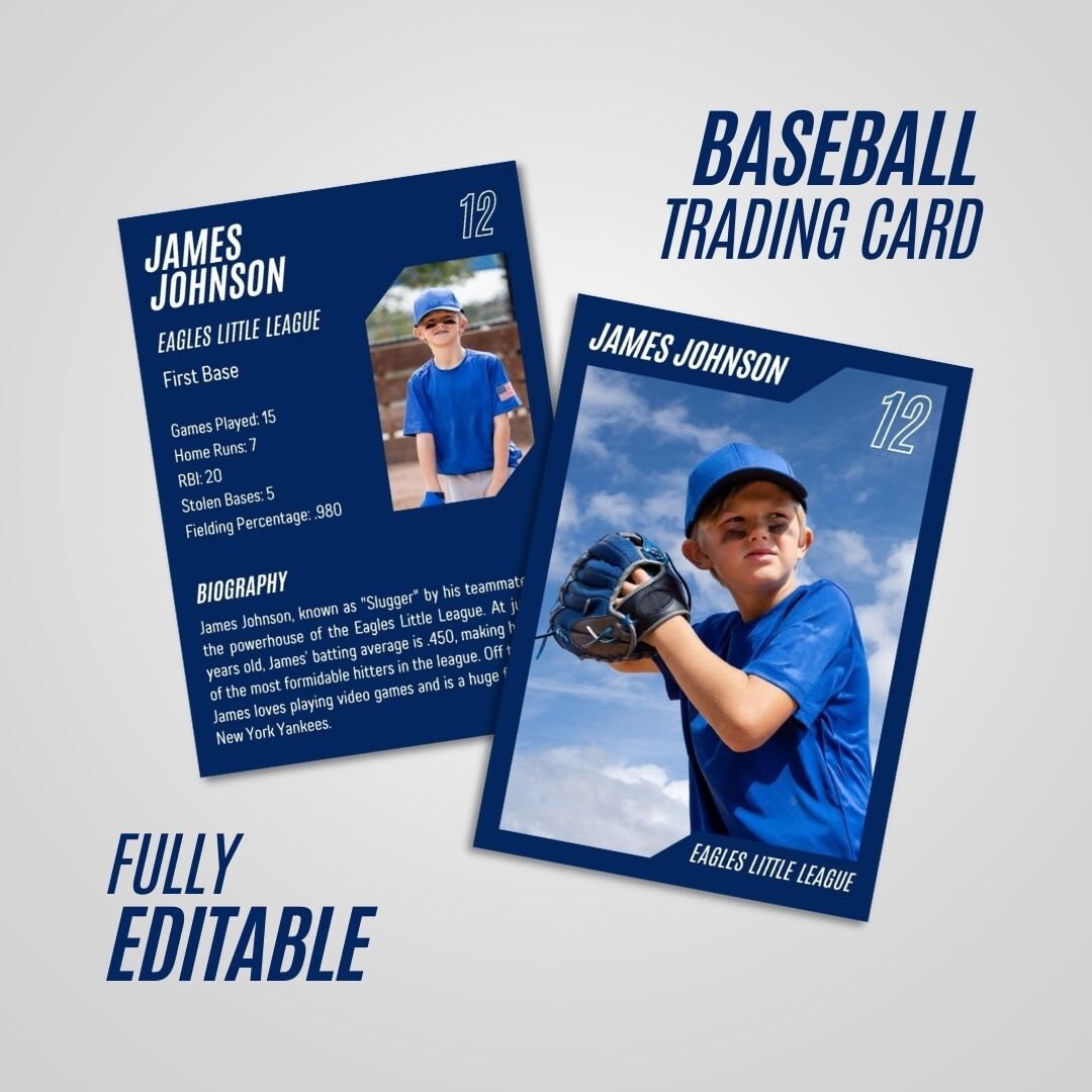 Baseball Trading Card Canva Template Editable Player Trading Cards ...