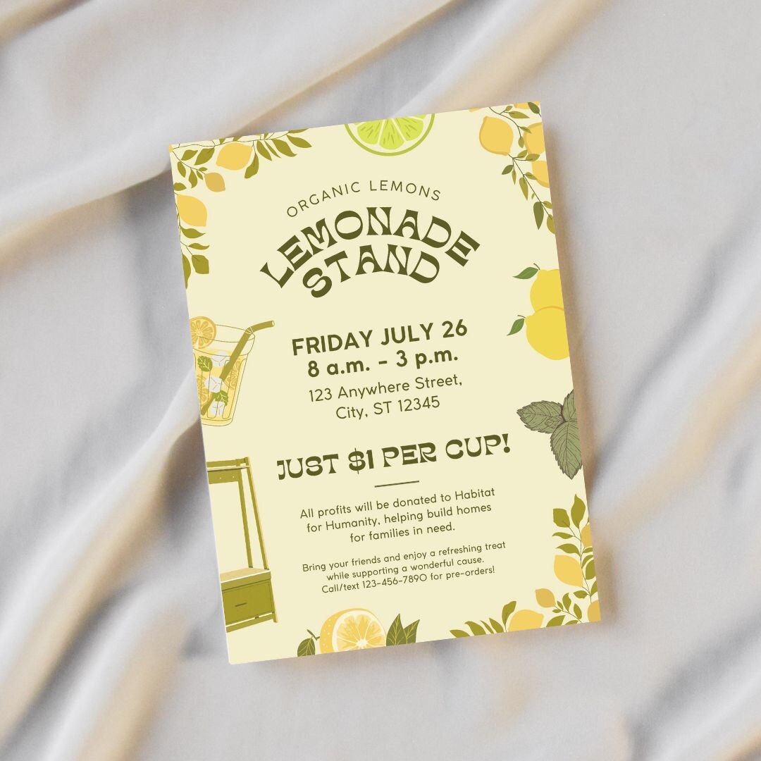 Lemonade Stand Template - Canva Template, Editable Flyer, Invitation ...