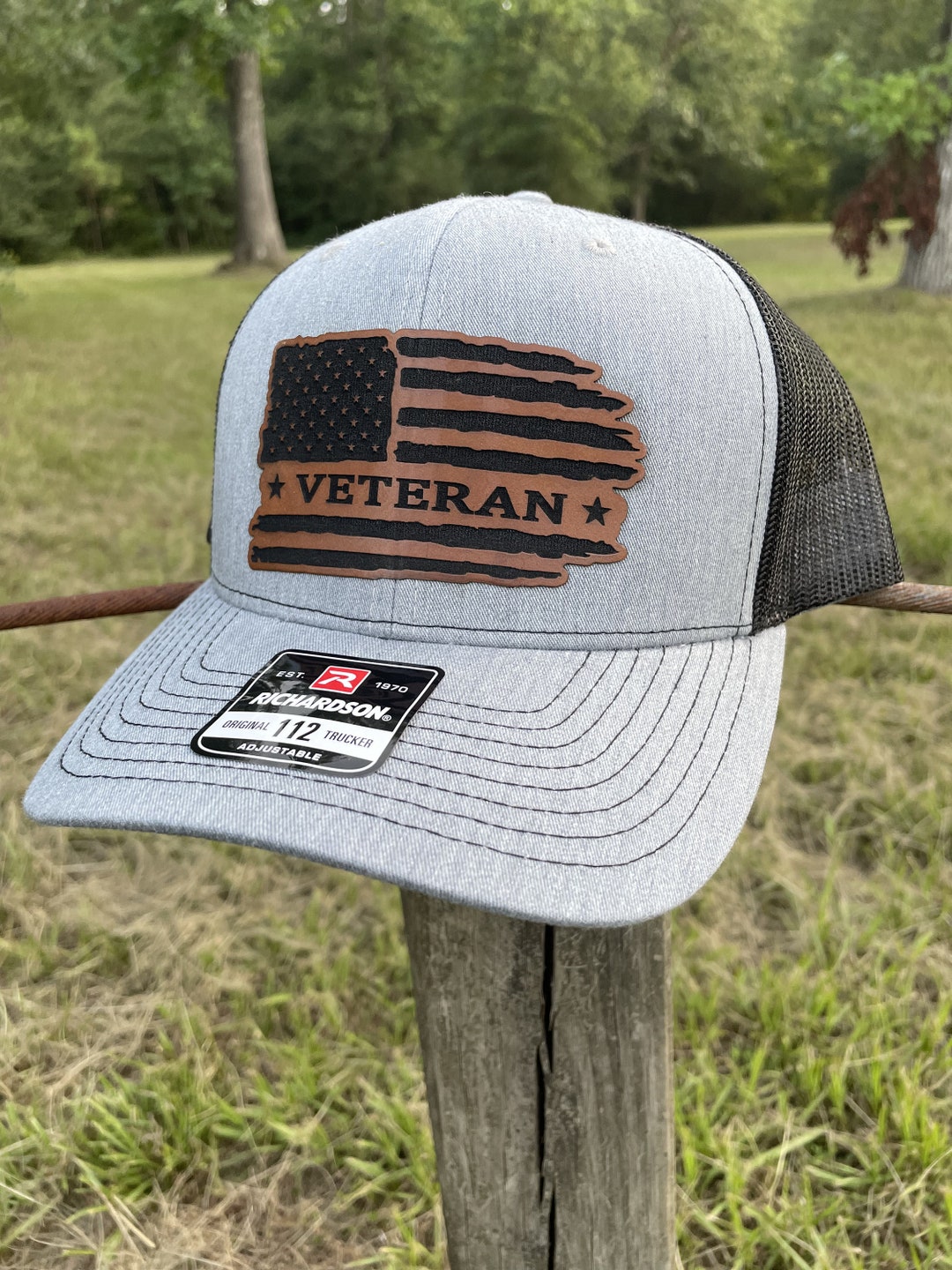 Veterans American Flag Patch Hat, Leather Patch Trucker Hat, Custom Hat, Veterans Hat, USA Patch ...