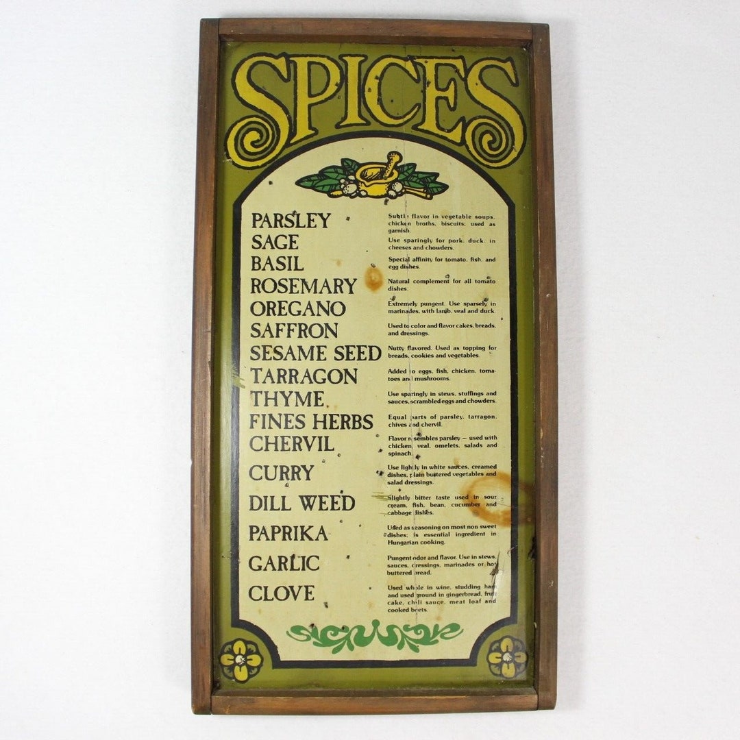 Vintage 1970s Stars 7 Stripes Wooden Kitchen Sign Spices 8 X 16 Decor ...