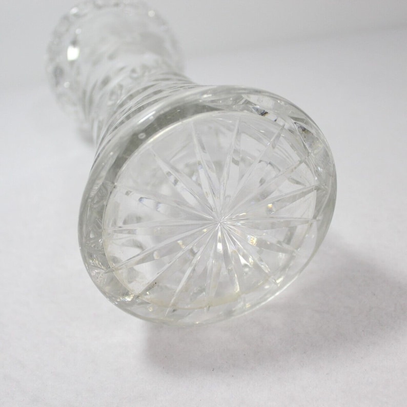Vintage Lead Cut Crystal Flower Vase Scalloped Edge Etched - Etsy