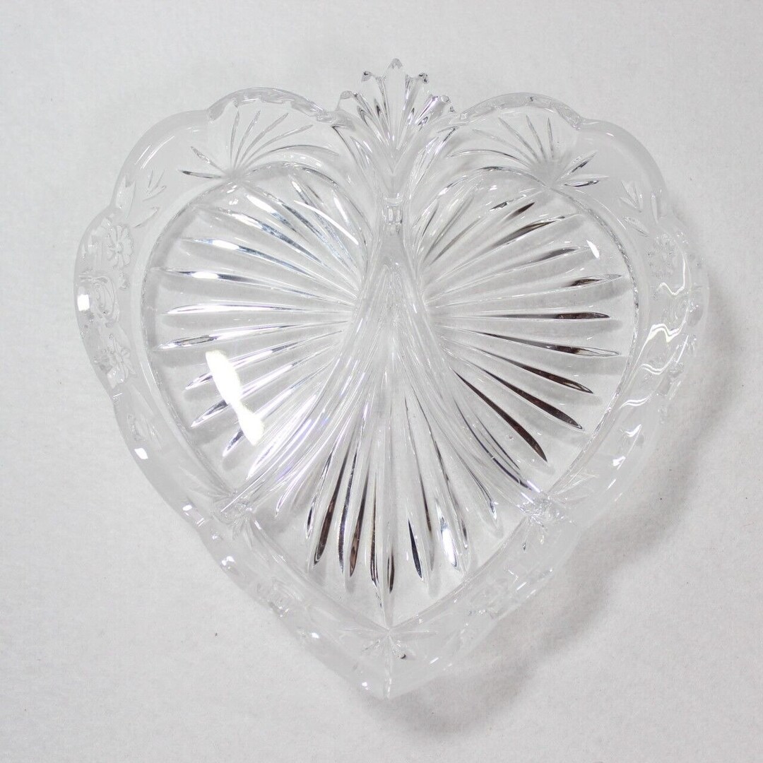 Oneida Crystal Southern Garden 3 Part Relish Dish Heart Shaped 8 ...