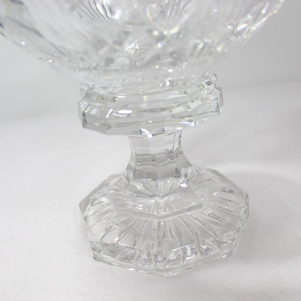 Vintage Large Clear Crystal Pedestal Bowl Dish 10" X 9" Octoganal Base ...