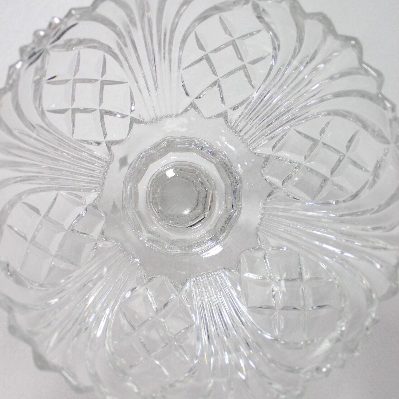 Vintage Large Clear Crystal Pedestal Bowl Dish 10" X 9" Octoganal Base ...