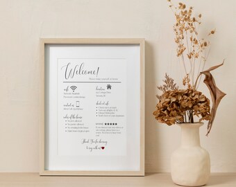 1 Page Airbnb Welcome Sign Template Welcome Guide Airbnb Airbnb Rental ...