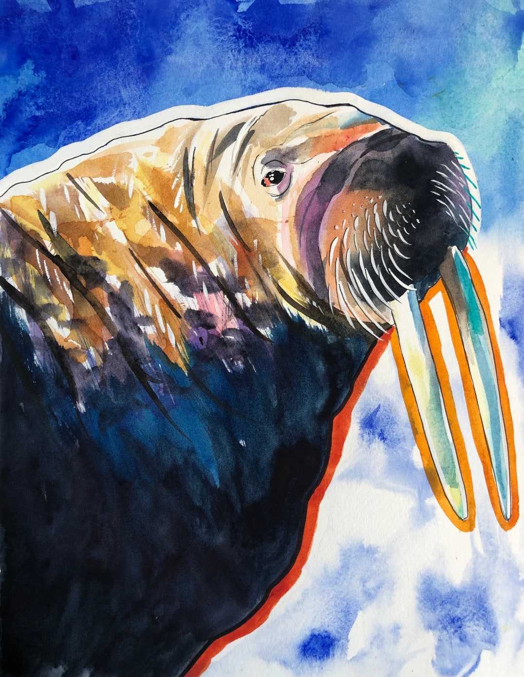 Walrus Watercolor - Original - Etsy