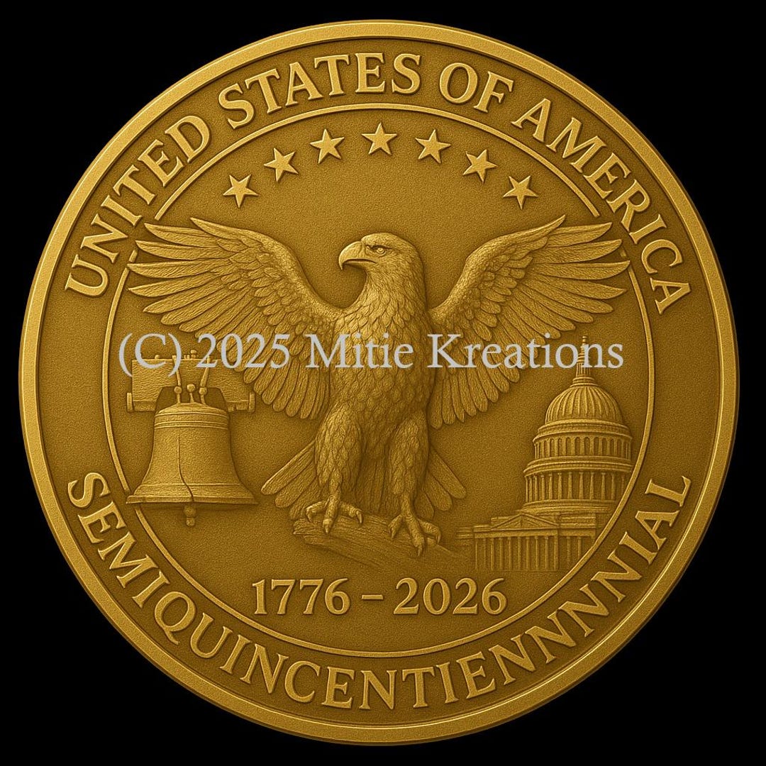 USA 250th Anniversary Challenge Coin, 3D Bald Eagle Design (digital ...