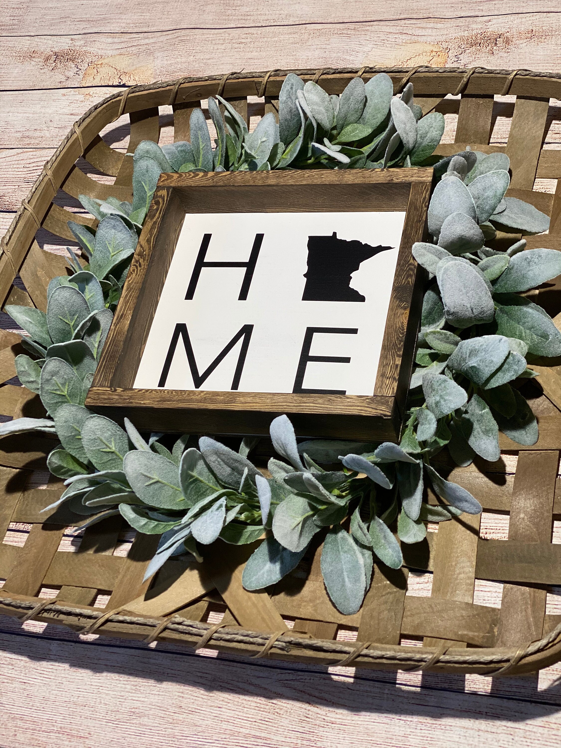 Home Sign Home Sign With State Wooden Home Sign Farmhouse Wooden Sign ...