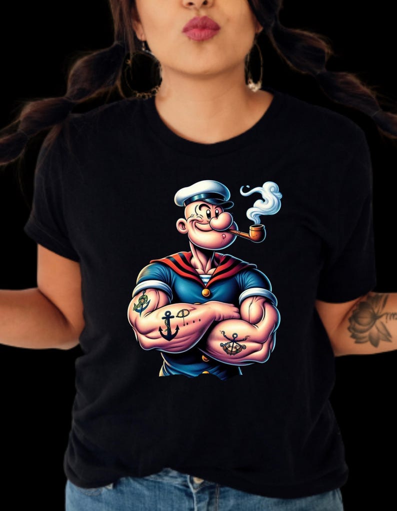 Retro Popeye the Sailor Man Graphic Tee for Cartoon Fans : Digital PNG ...