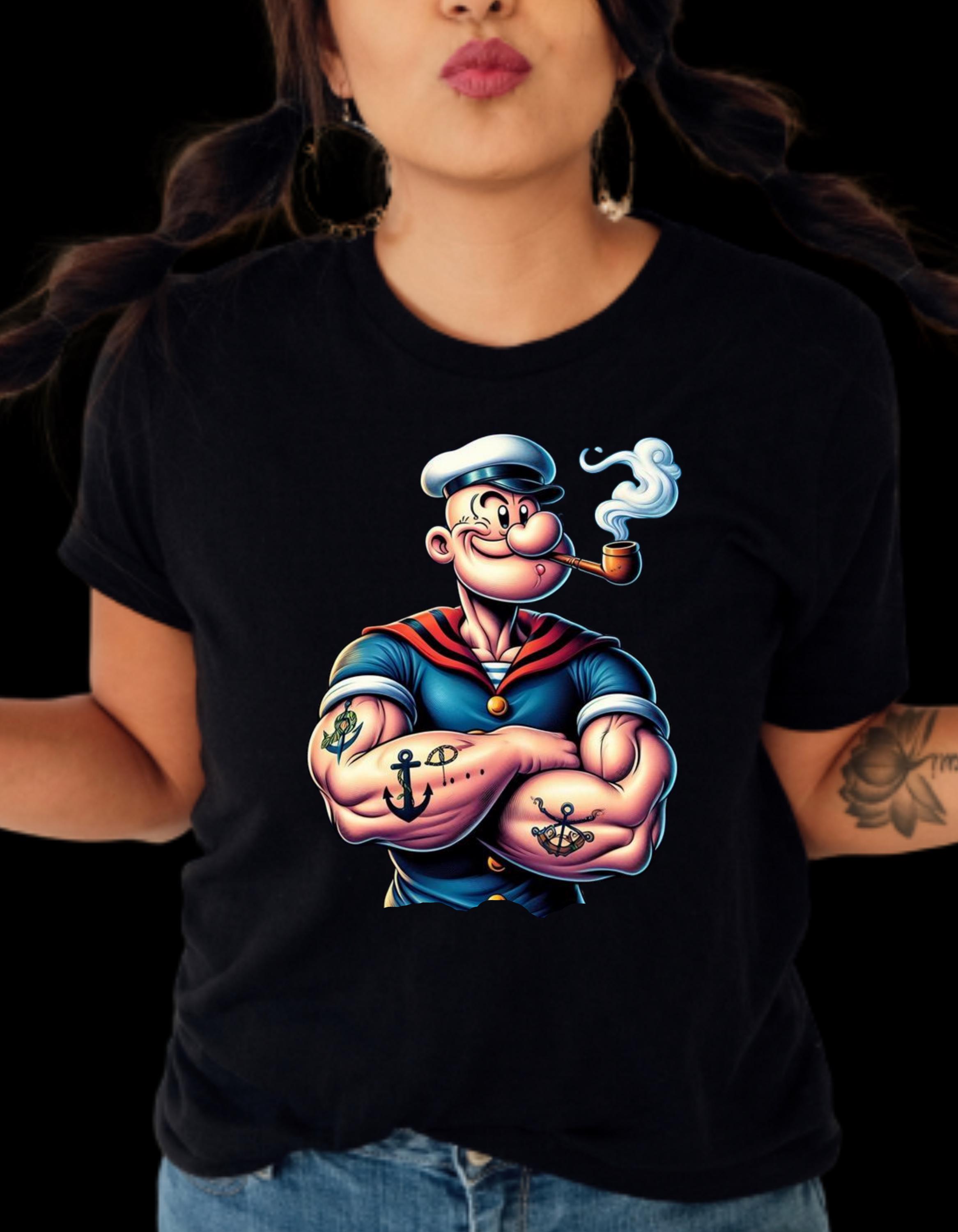 Retro Popeye the Sailor Man Graphic Tee for Cartoon Fans : Digital PNG ...